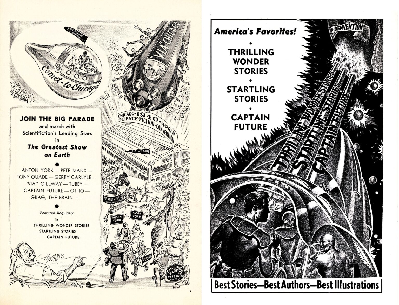 Early Worldcon Program Book Ads for Thrilling Pulp Line | Pulp Vault